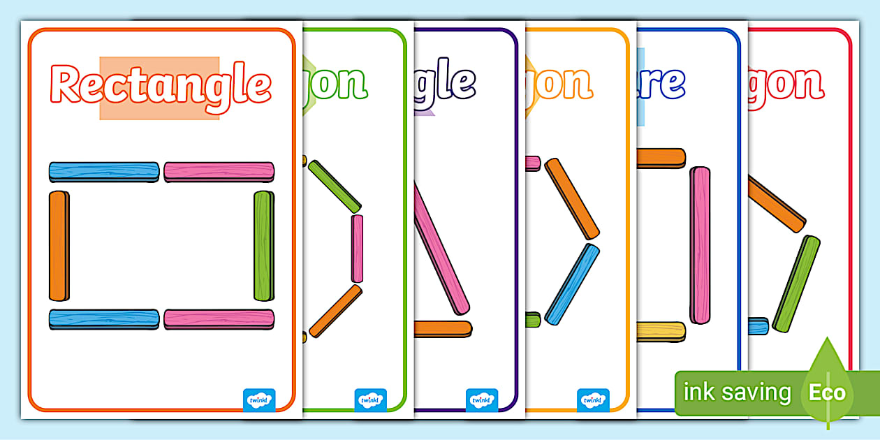 Cursive Lolly Stick 2D Shapes Display Posters (teacher made)