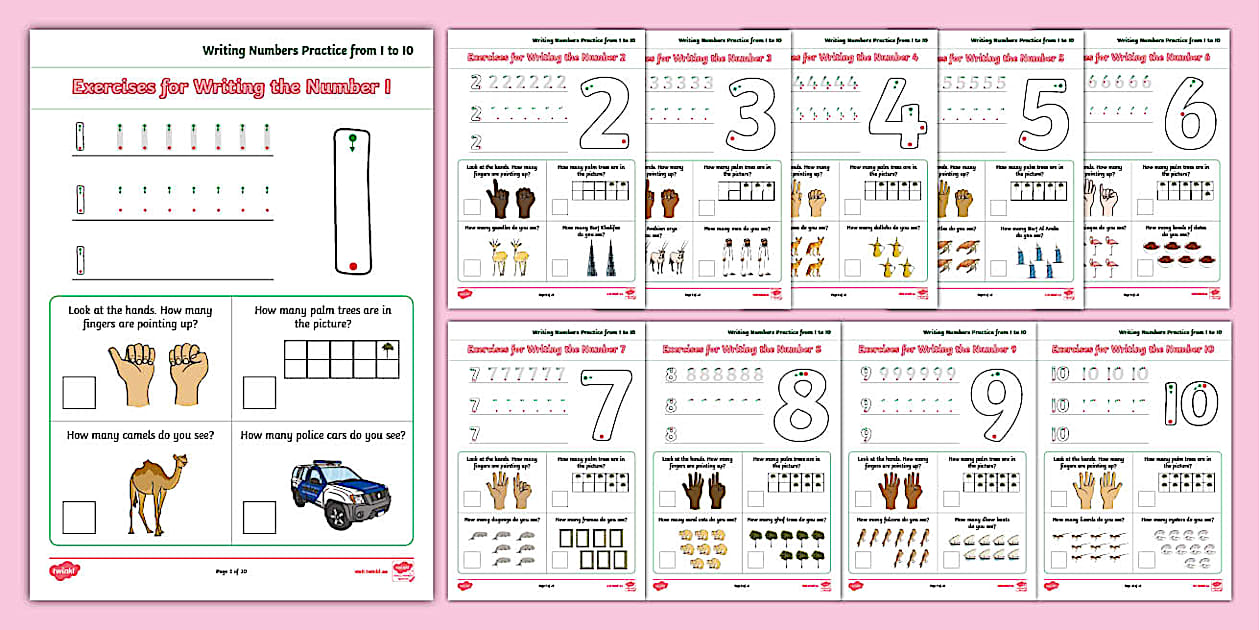 Writing Numbers Practice from 1 to 10 (teacher made)
