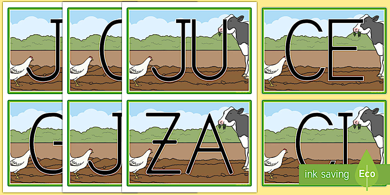 Tarjetas de sílabas En la granja
