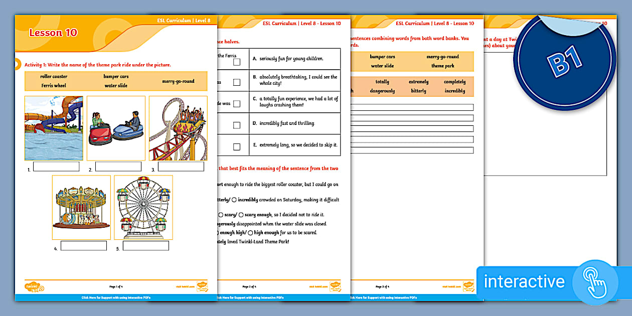 ESL Curriculum Level 8, Lesson 10 Interactive Worksheet