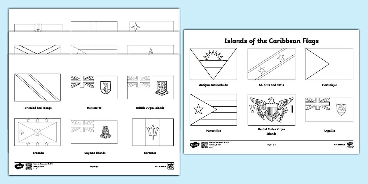 Flags of the Caribbean Colouring Activity (teacher made)