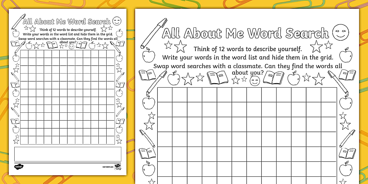 All About Me Word Search (teacher made) - Twinkl