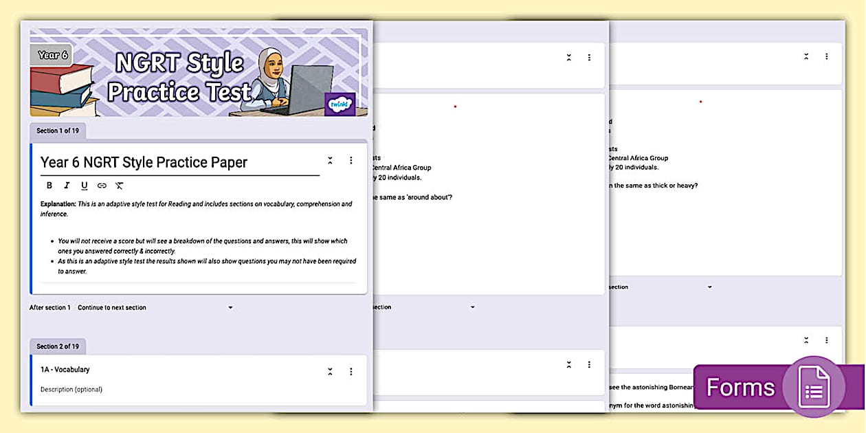 Year 6 NGRT Style Practice Paper (teacher made) - Twinkl