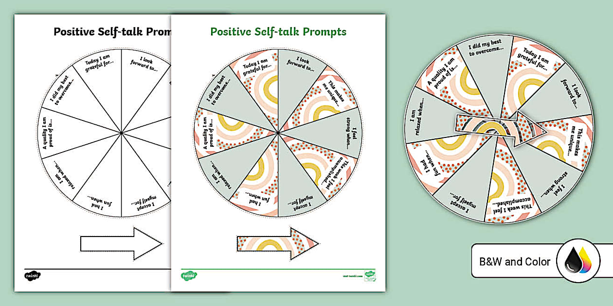 Positive Self-talk Spinner (Lehrer gemacht) - Twinkl