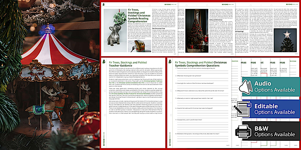 Christmas Symbols Reading Comprehension | KS3 | Beyond