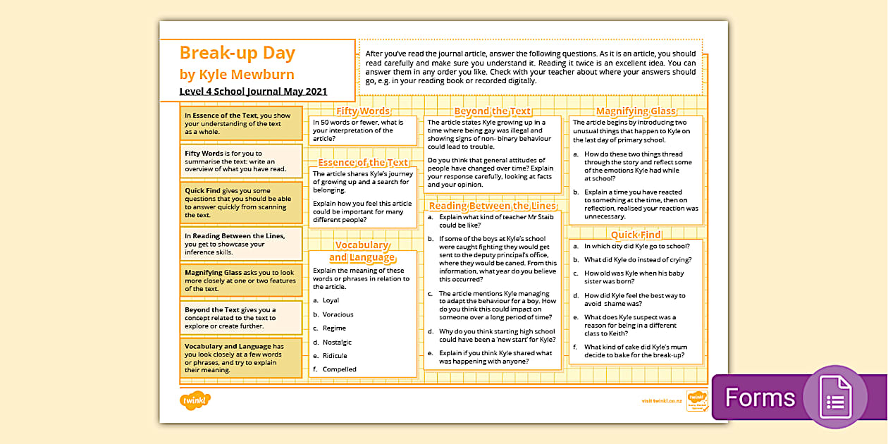 L4 May 2021 School Journal: Break-up Day (Article Comprehension)