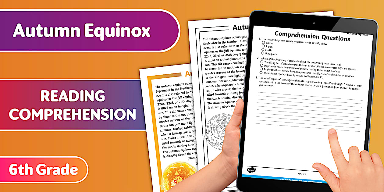 Sixth Grade Autumn Equinox Reading Comprehension Worksheet