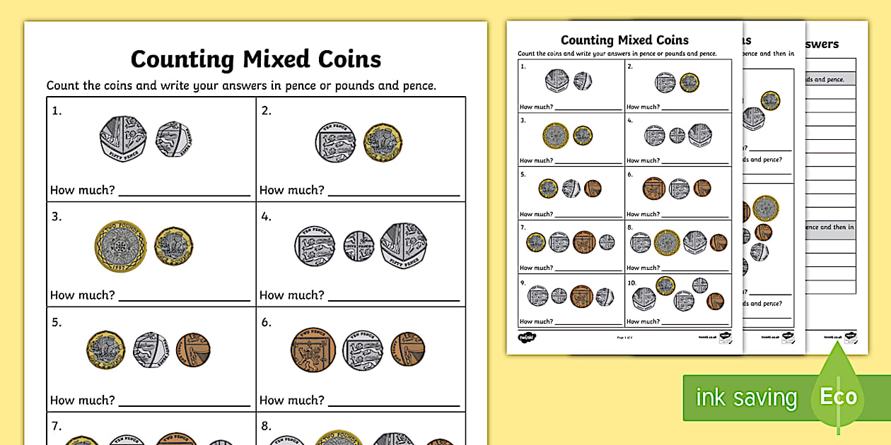 Editable Counting Mixed Coins Worksheets (teacher made)
