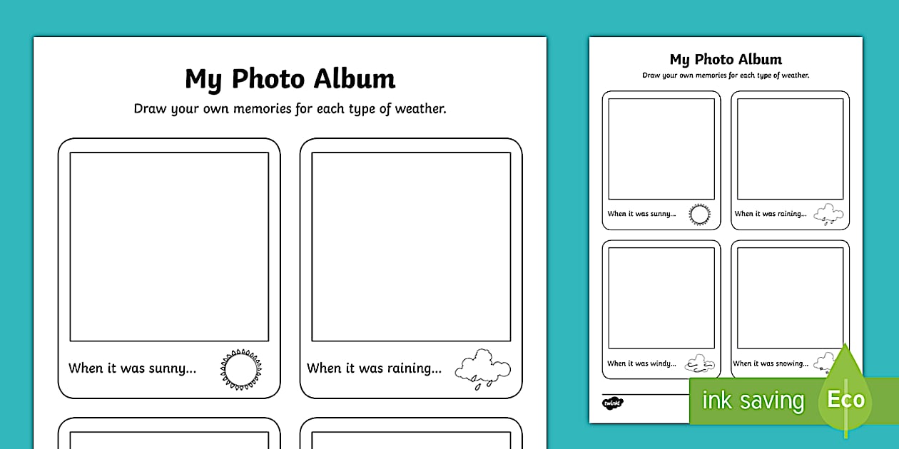 Editable Whatever the Weather Photo Album Worksheet - Twinkl