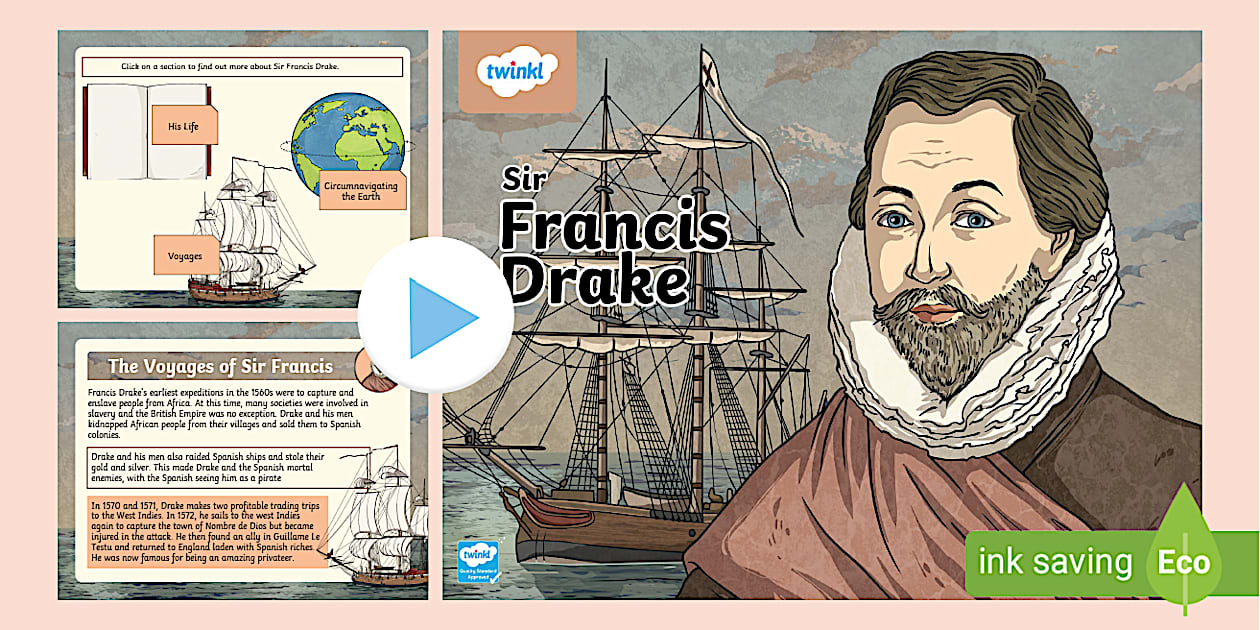 PowerPoint with information about Sir Francis Drake for kids
