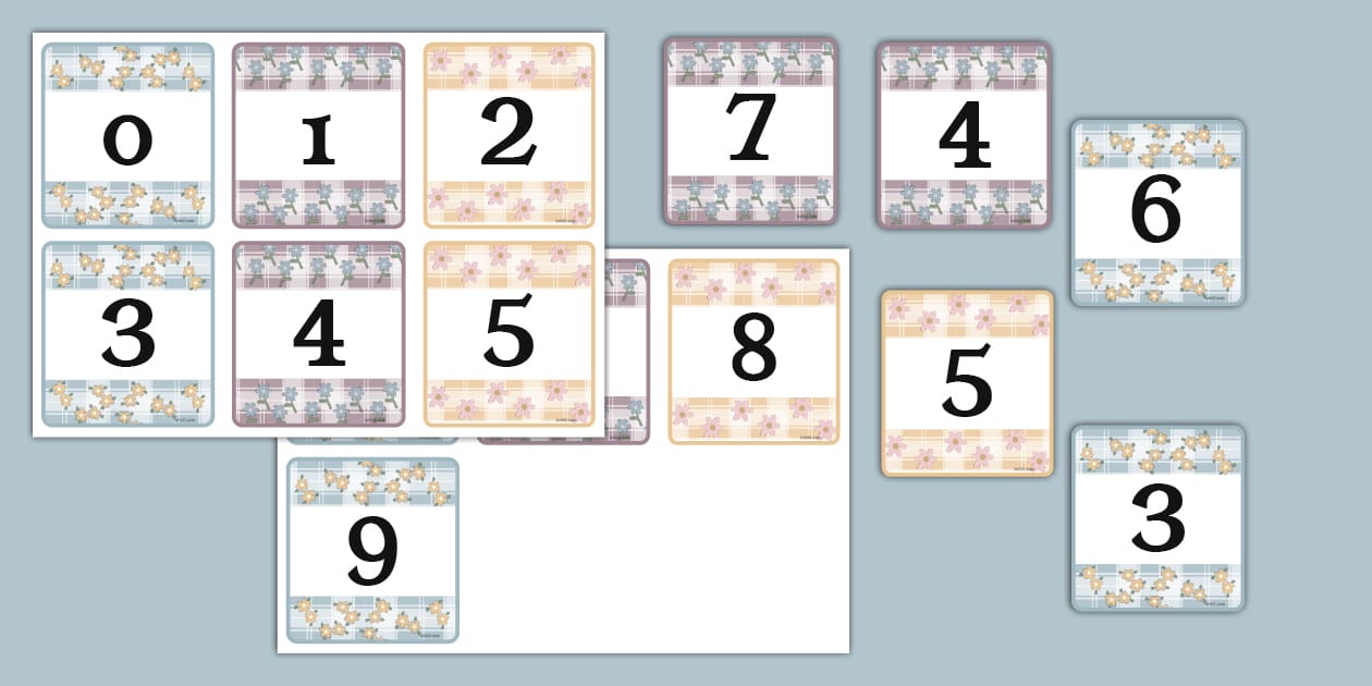 Checkered Charm Themed Number Cards (Hecho por educadores)