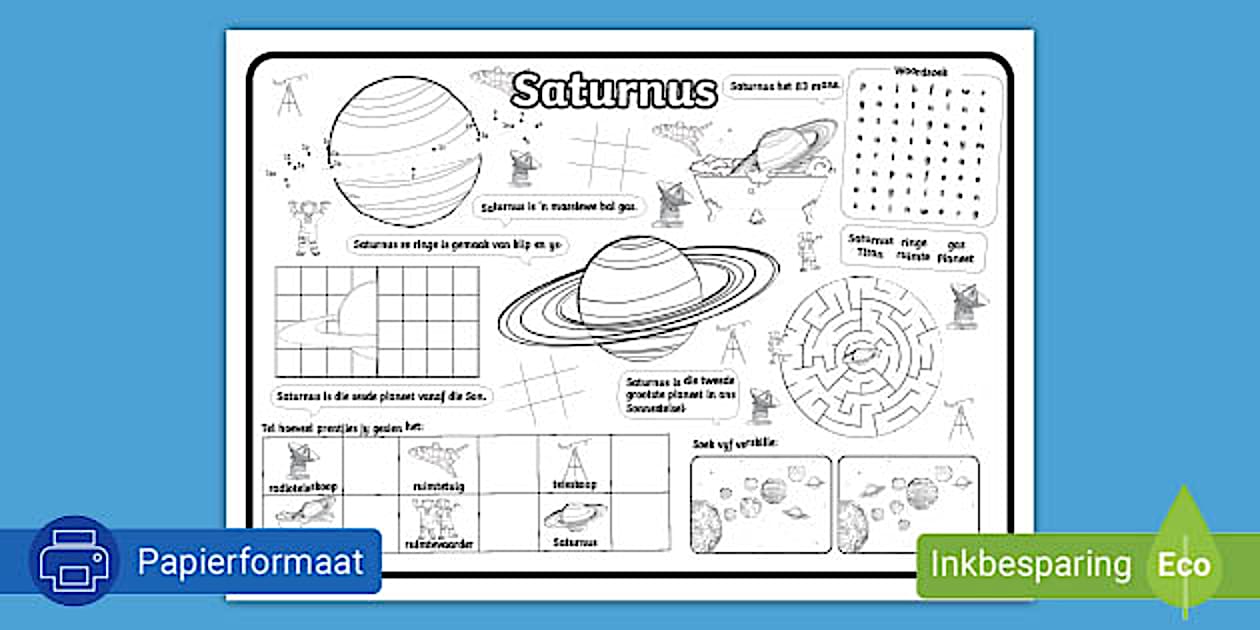 Saturnus - Aktiwiteit Mat (teacher made) - Twinkl