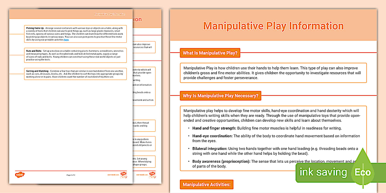 Manipulative Play Information Sheet (Teacher-Made) - Twinkl