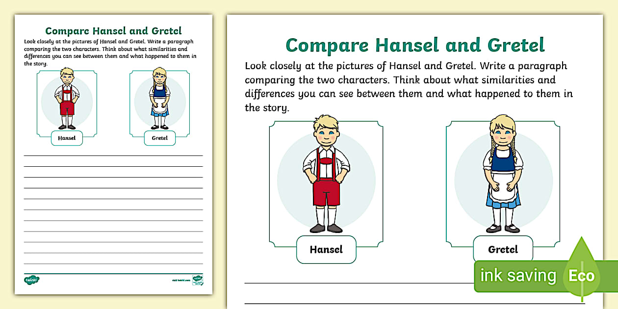 Comparing Hansel and Gretel Worksheet (teacher made)