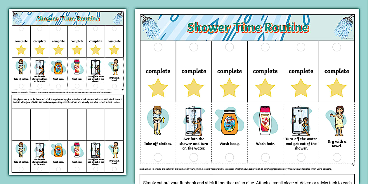 Showering Visual Routine Flapbook (teacher made) - Twinkl