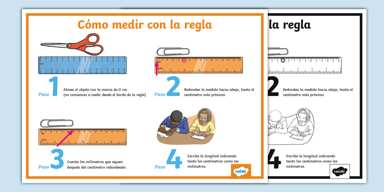 Póster: Cómo medir con la regla - Twinkl