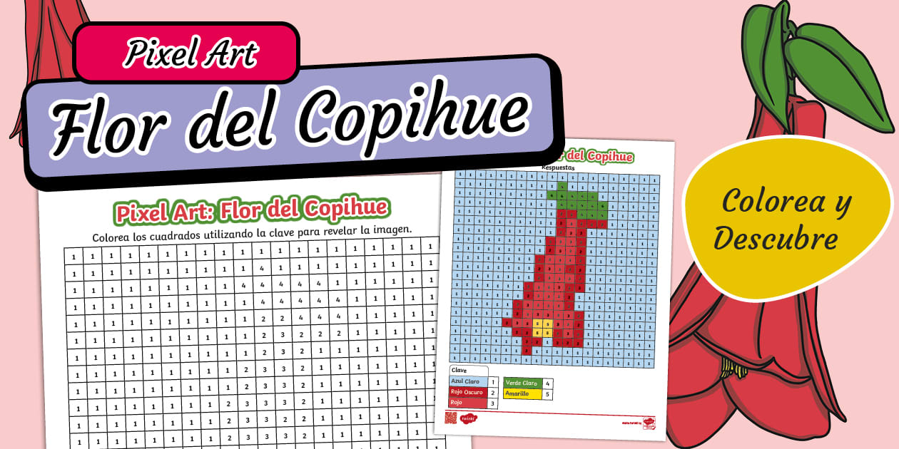 Pixel Art: Flor del Copihue - Twinkl Chile