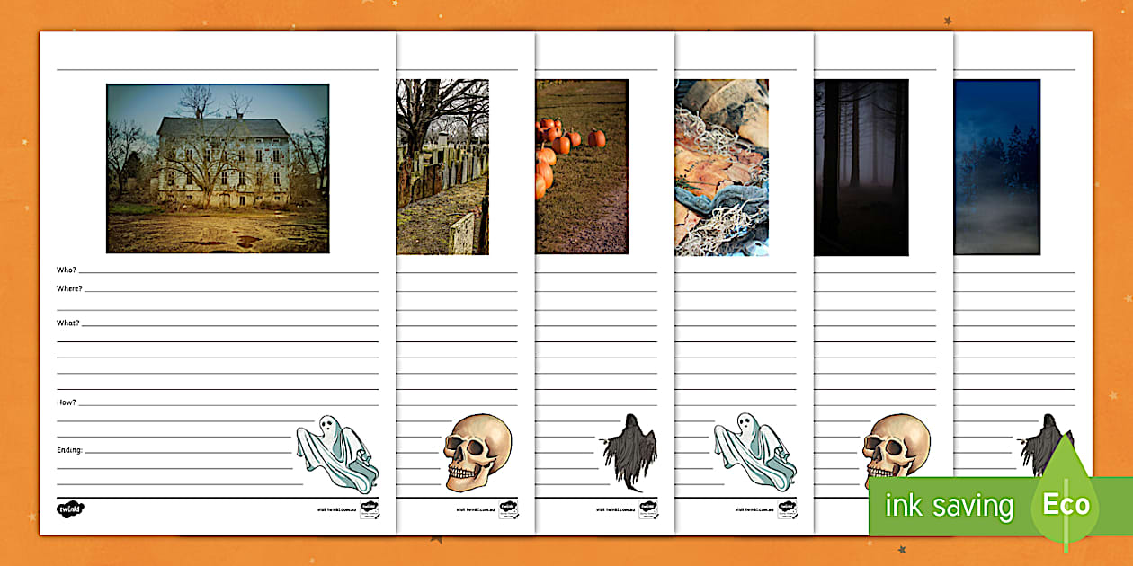 Editable Halloween Picture Prompt and Writing Template