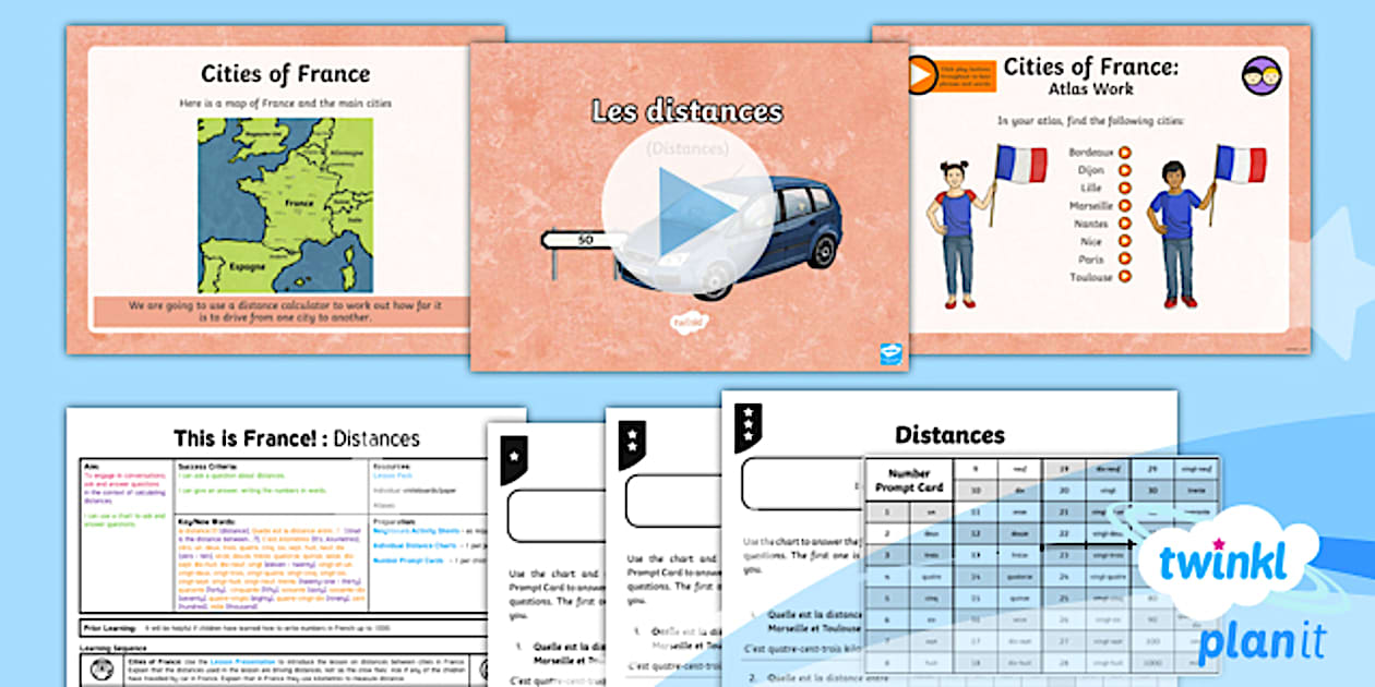 French: This is France!: Distances Year 6 Lesson Pack 2