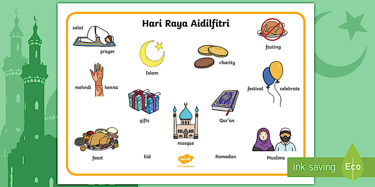 Hari Raya Aidilfitri Word Mat (Teacher-Made) - Twinkl