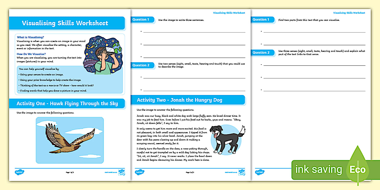 Reading Comprehension Skills: Visualising Worksheet (Year 3-4)