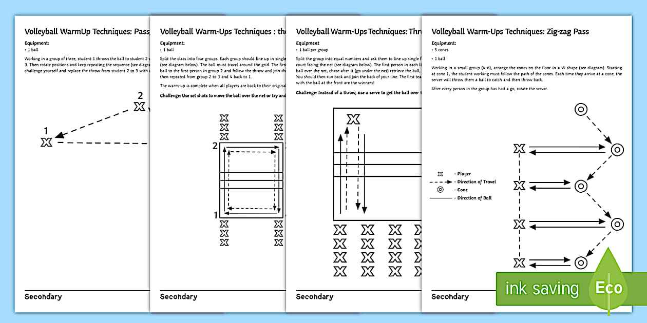 Volleyball: Warm-Up Techniques Cards