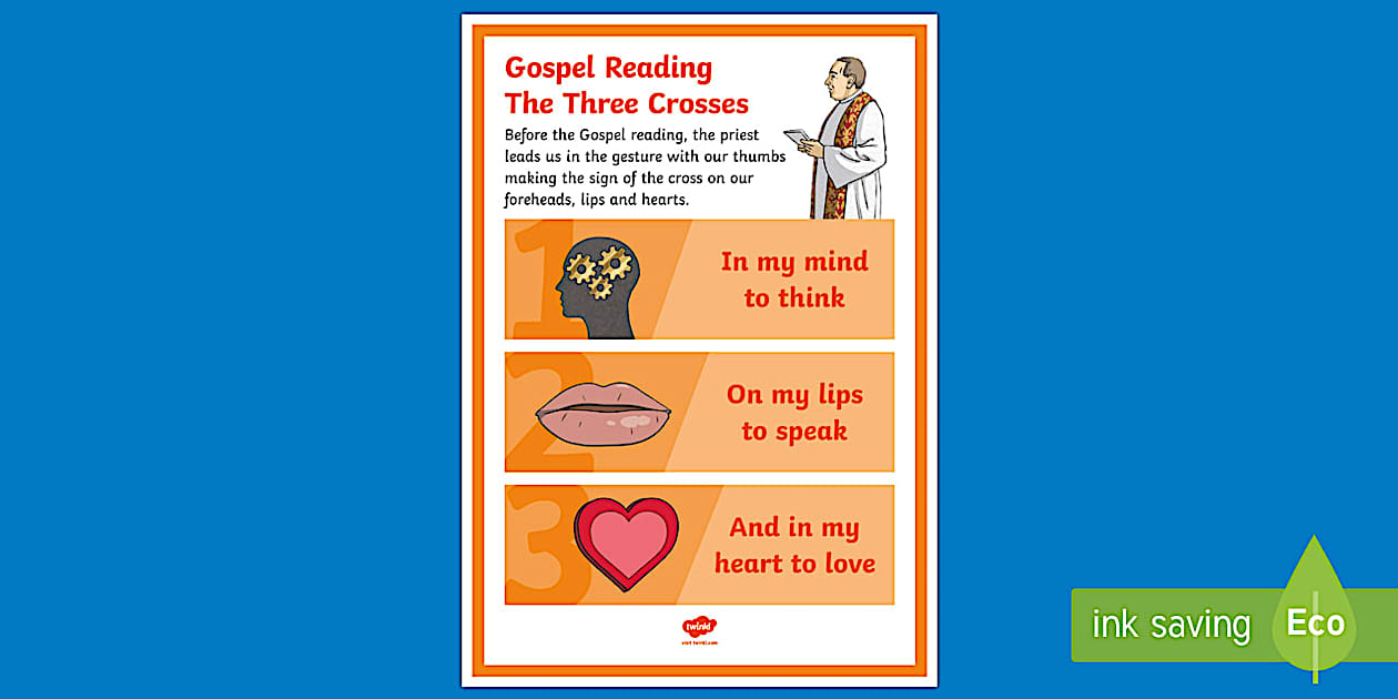 The Three Crosses Blessing Ourselves Display Poster - Twinkl