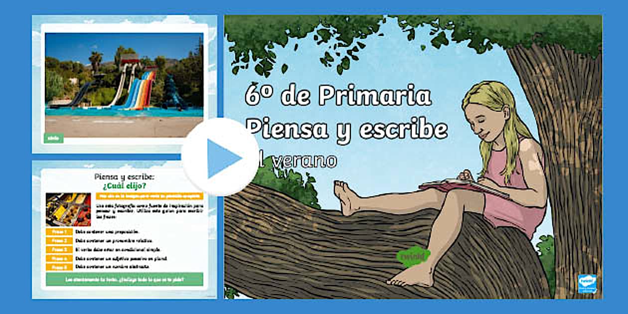 Presentacion: Piensa y escribe - El verano - Twinkl
