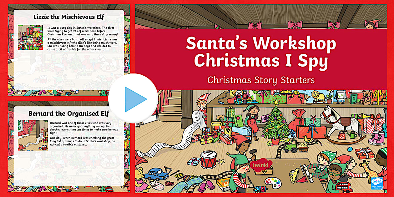 KS1 Santa's Workshop Christmas I Spy Story Starters PowerPoint