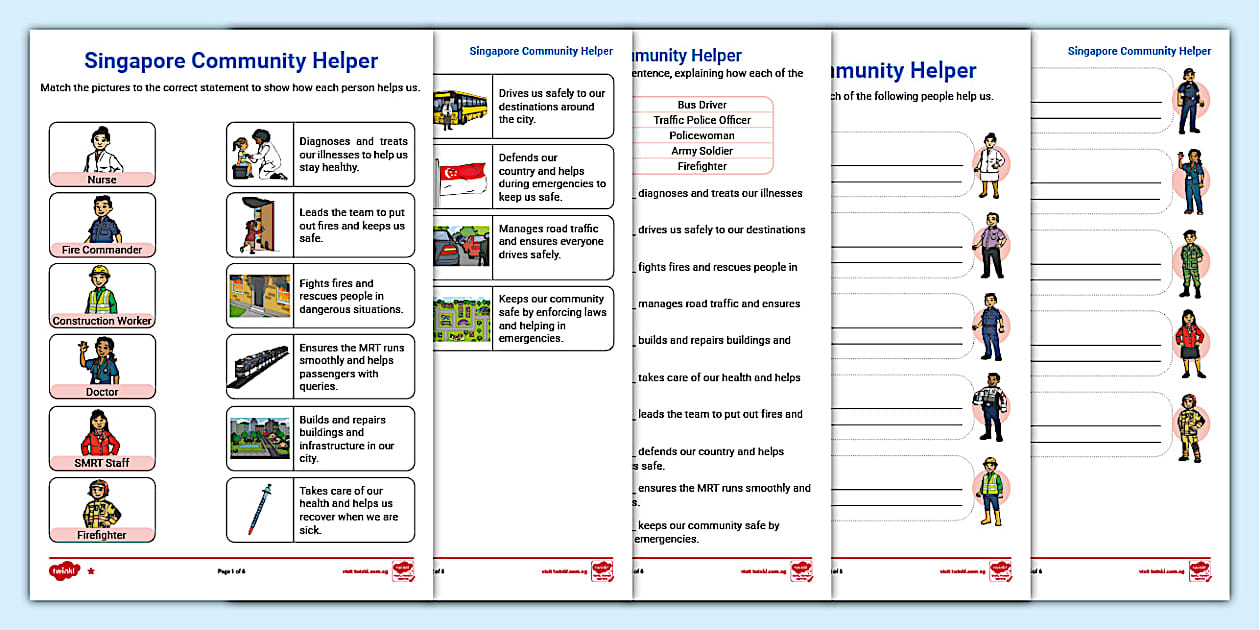 Singapore Community Helper Activity Sheet - Twinkl