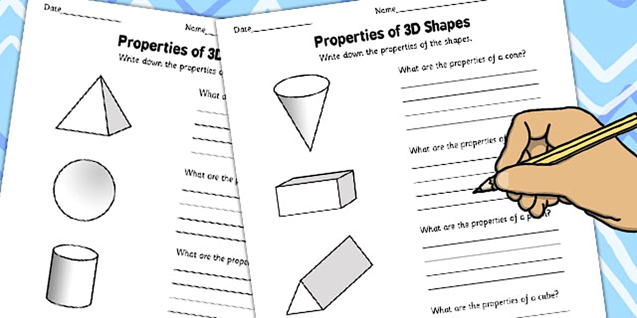 Properties of 3D Shapes Activity Worksheets - shapes