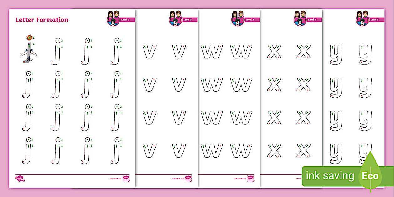 Level 3 Letter Formation Practice Worksheets (teacher made)