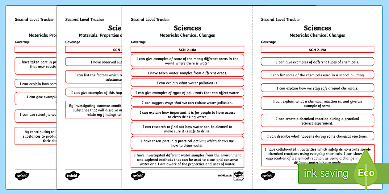CfE Sciences (Materials) Second Level Child Friendly Tracking-Scottish