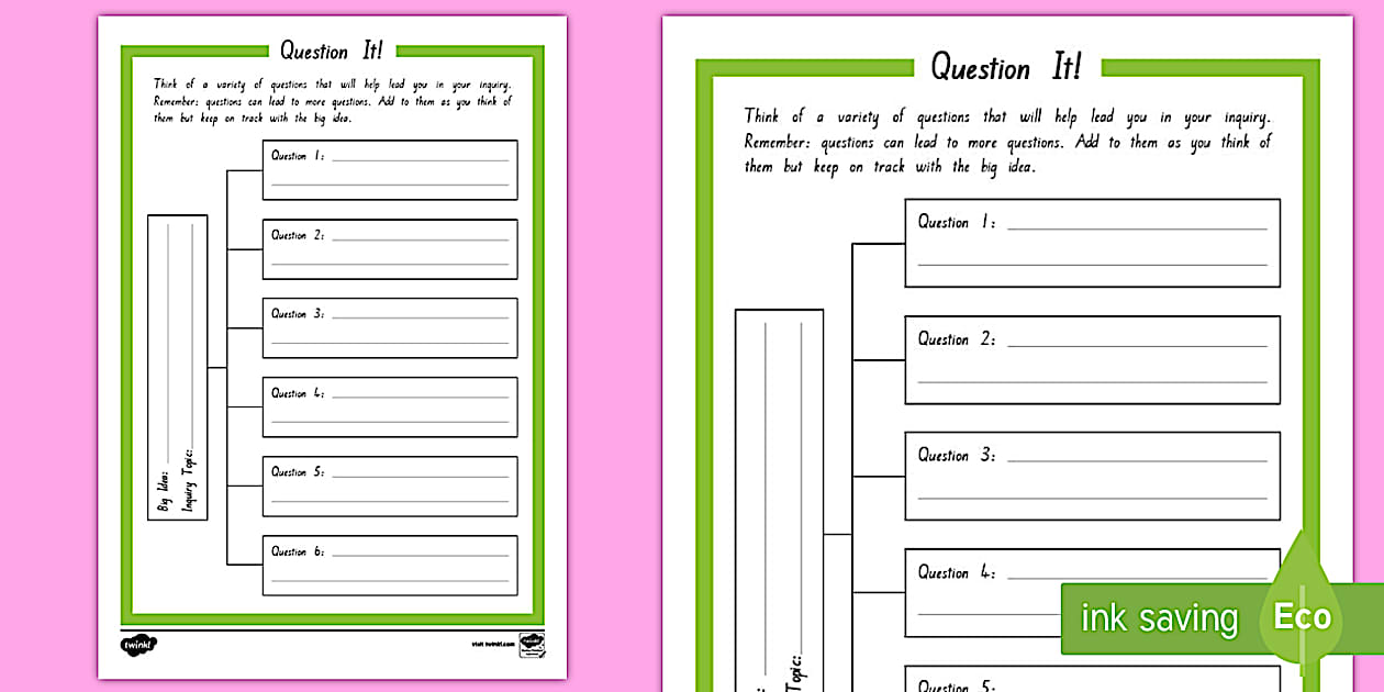 Inquiry Question it! IB PYP Inquiry Worksheet - Twinkl