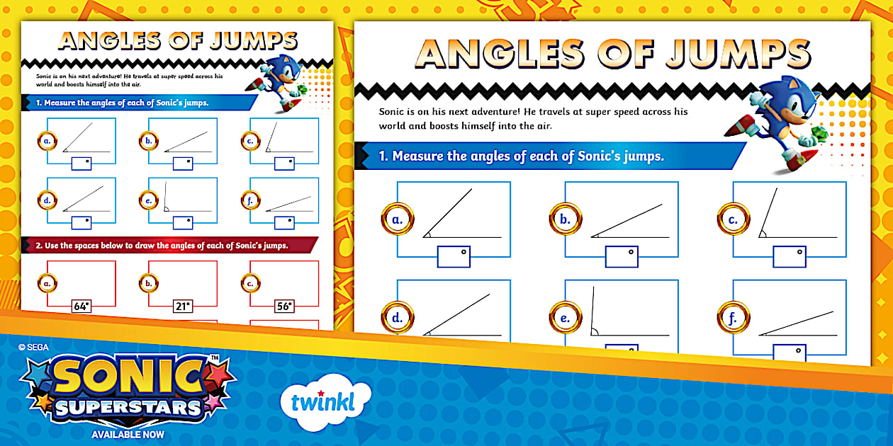 FREE! - Sonic: Measuring and Drawing Angles of Jumps Worksheet