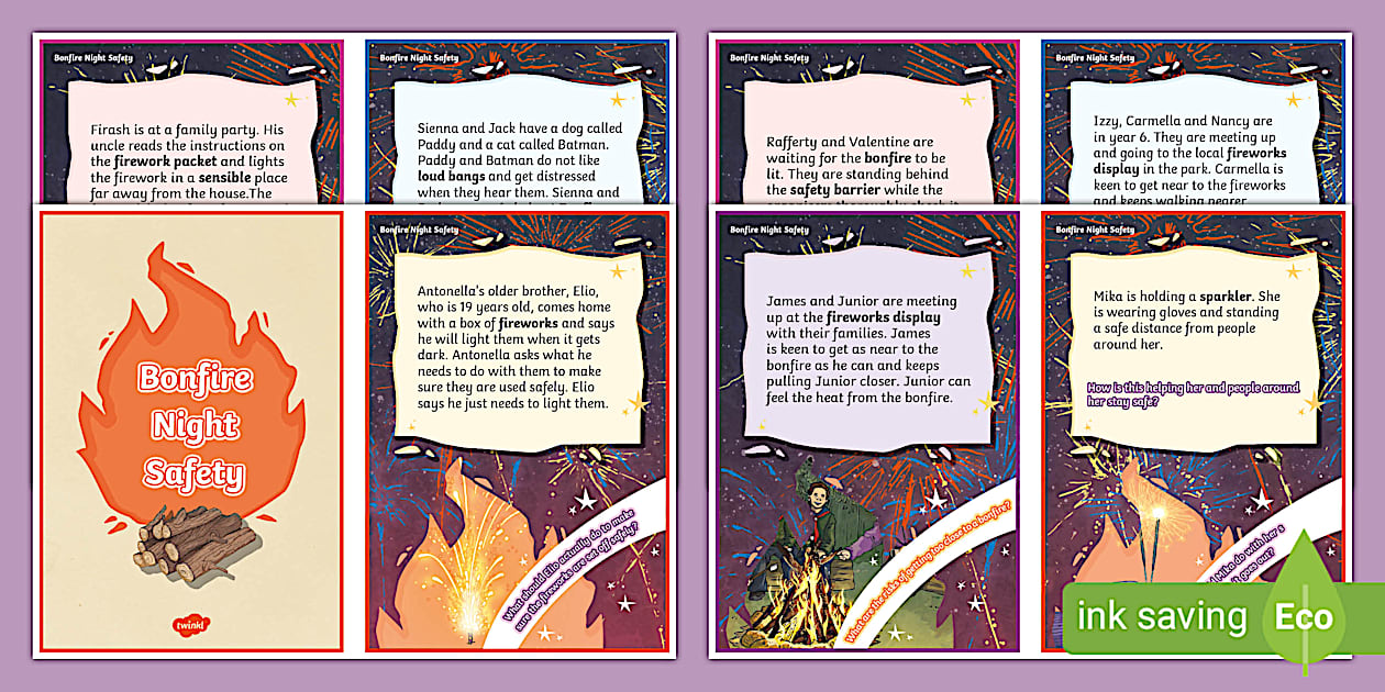 Bonfire Night Safety Scenarios - KS2 Scenario Cards - Twinkl