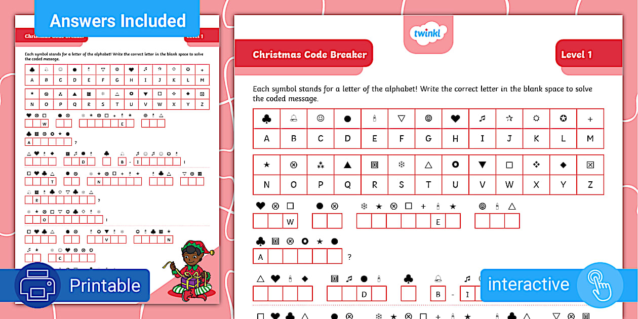 Christmas Code Breaker Activity – L1 – Twinkl Puzzled
