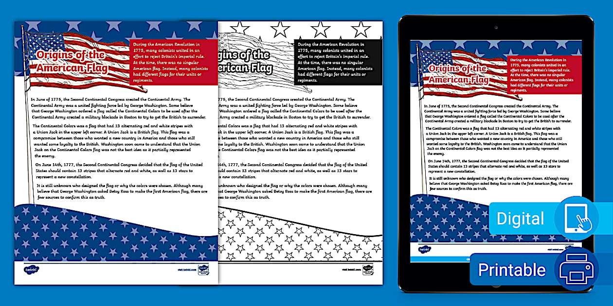 American Flag History Worksheet | Flag Day | Twinkl USA