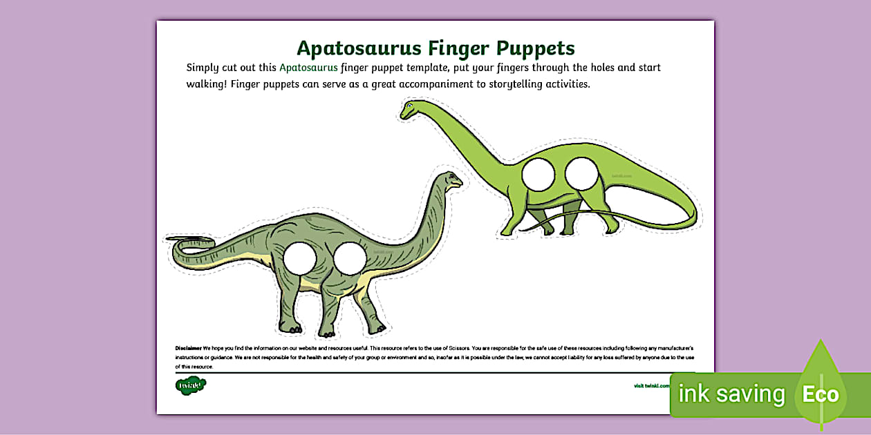 Apatosaurus Finger Puppets (teacher made) - Twinkl