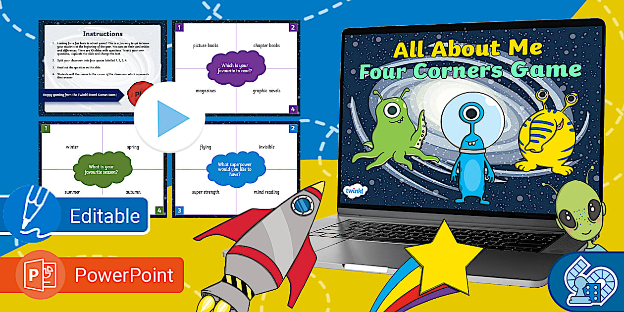 Four Corners Game - All About Me PowerPoint Activity