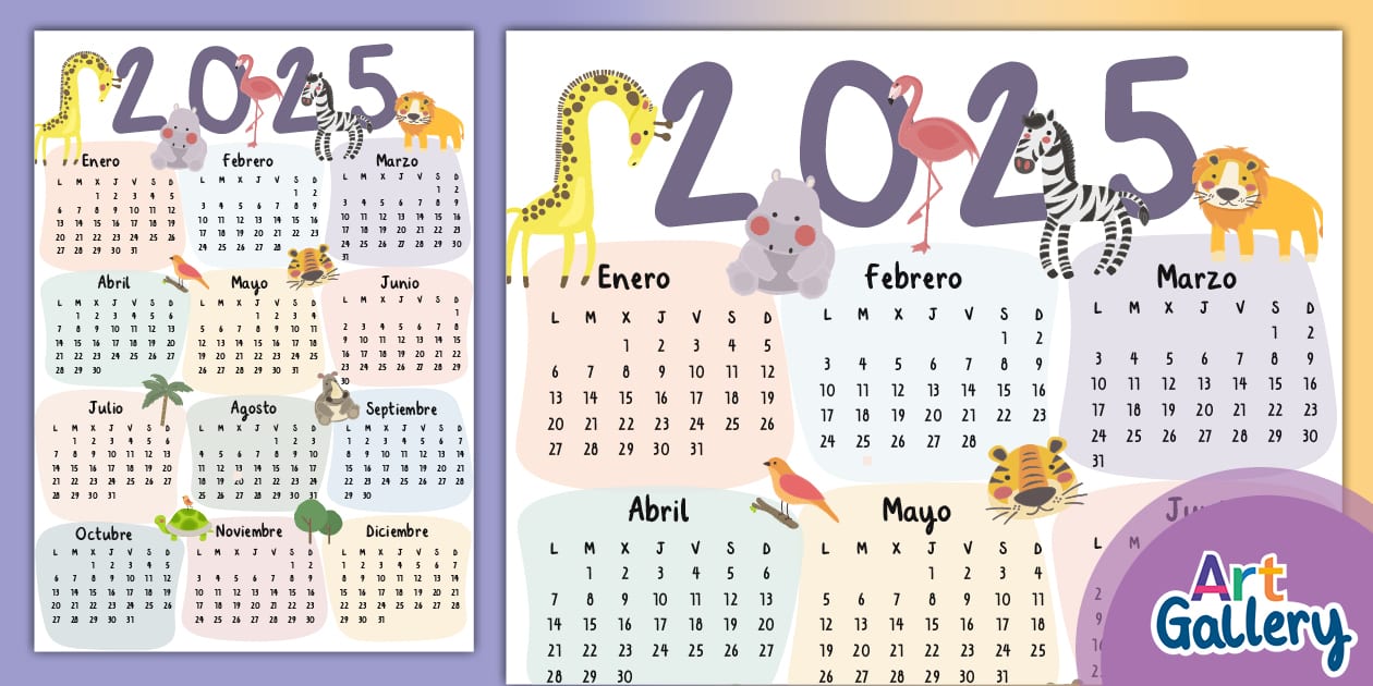 Calendario 2025: Animales - Twinkl