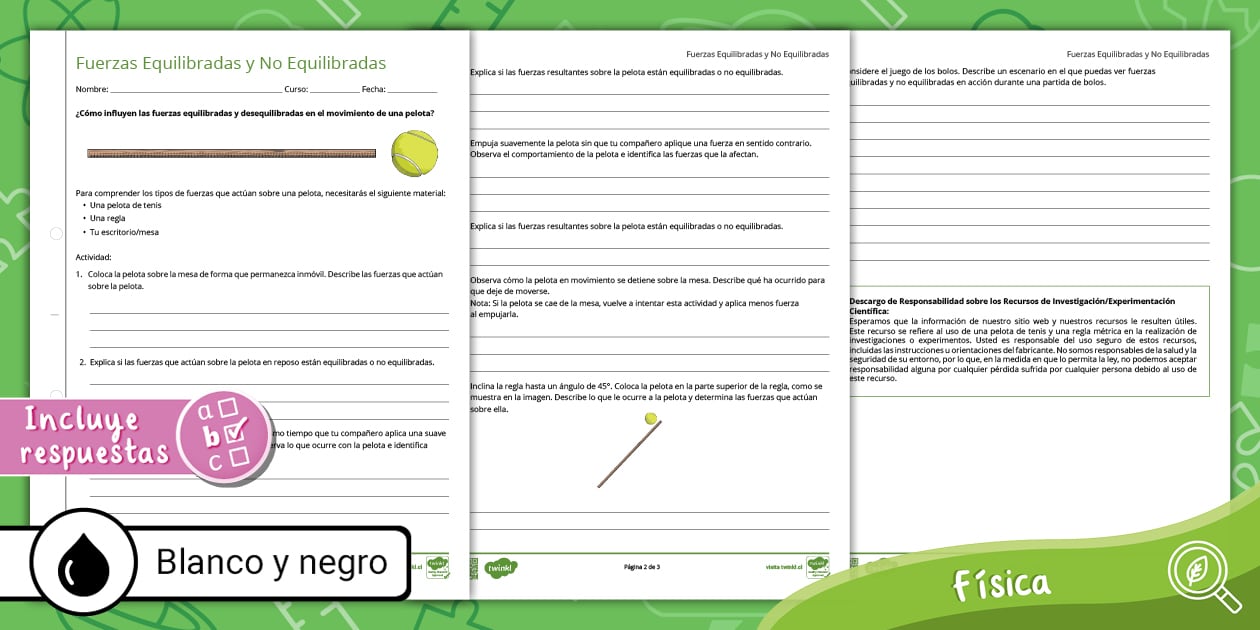 Guía de Trabajo | Fuerzas Equilibradas | Ciencias | Física | 7° básico