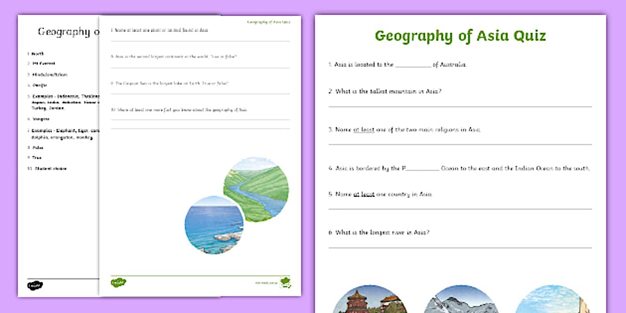 Crash Course Podcast Geography of Asia Quiz (Teacher-Made)