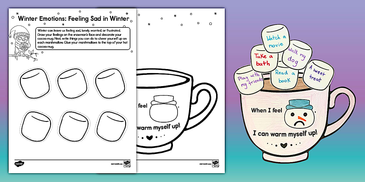 Winter Emotions: Feeling Sad in Winter SEL Worksheet for K-2nd Grade