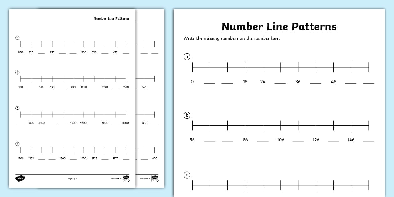 Number Line Patterns Activity Sheet Third/Fourth Class