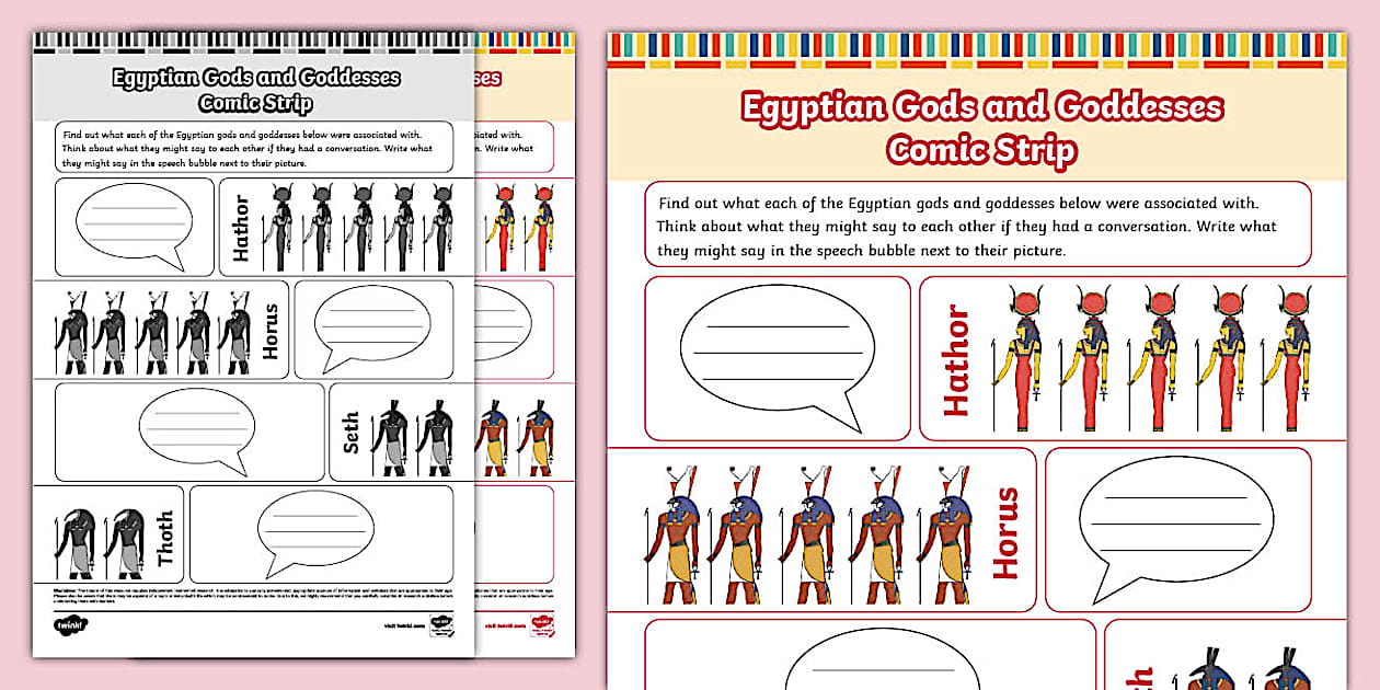 Egyptian Gods and Goddesses Finish the Comic Strip Worksheet