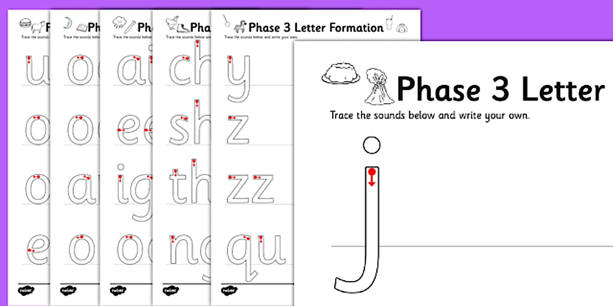 Phase 3 Letters and Sounds Formation Worksheets - Twinkl