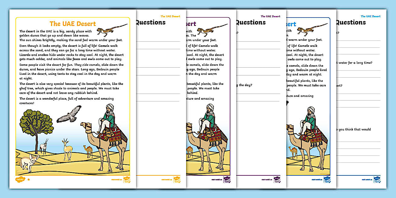 The UAE Desert Differentiated Reading Comprehension - Twinkl