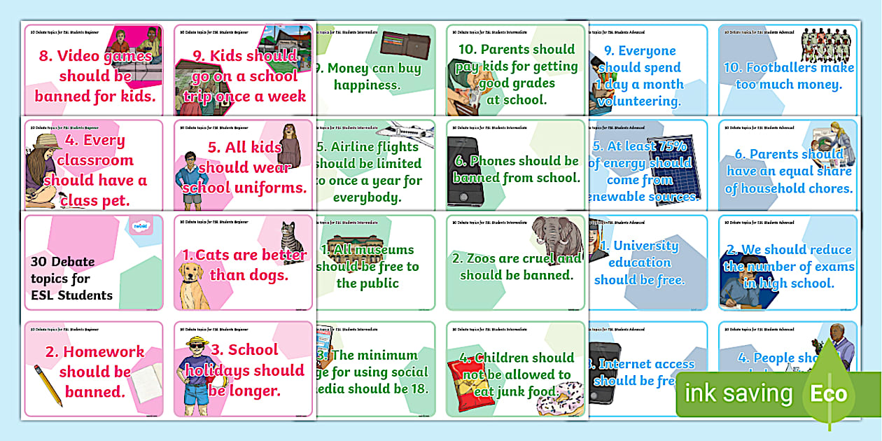 ESL Topics | ESL Speaking Topics Discussion Cards | Twinkl