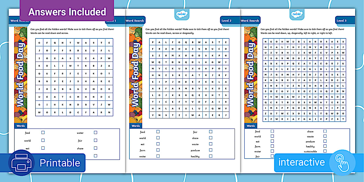 World Food Day Word Search - AL - Twinkl - Kids Puzzles
